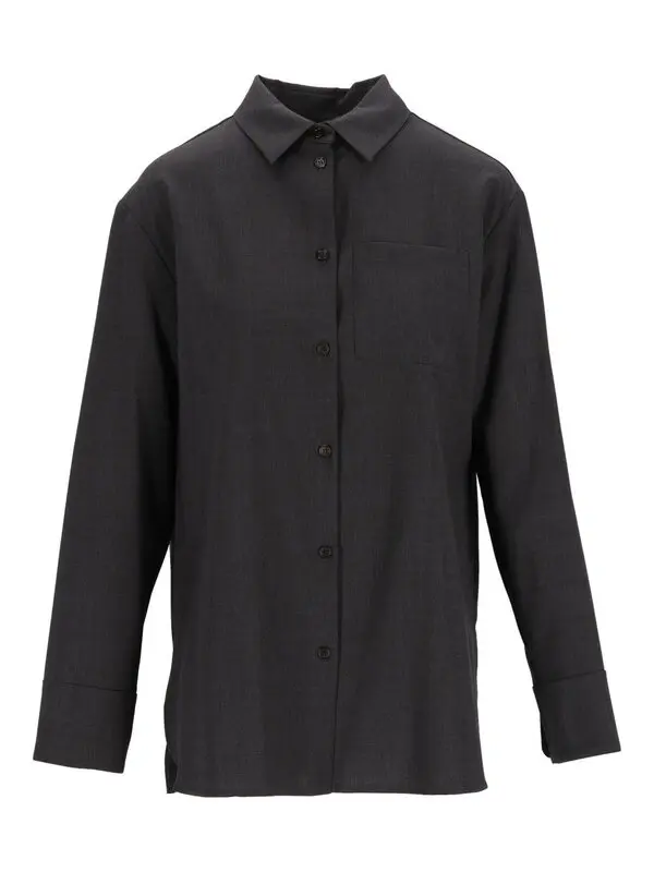 Max Mara S Wool Canvas Shirt - Gray