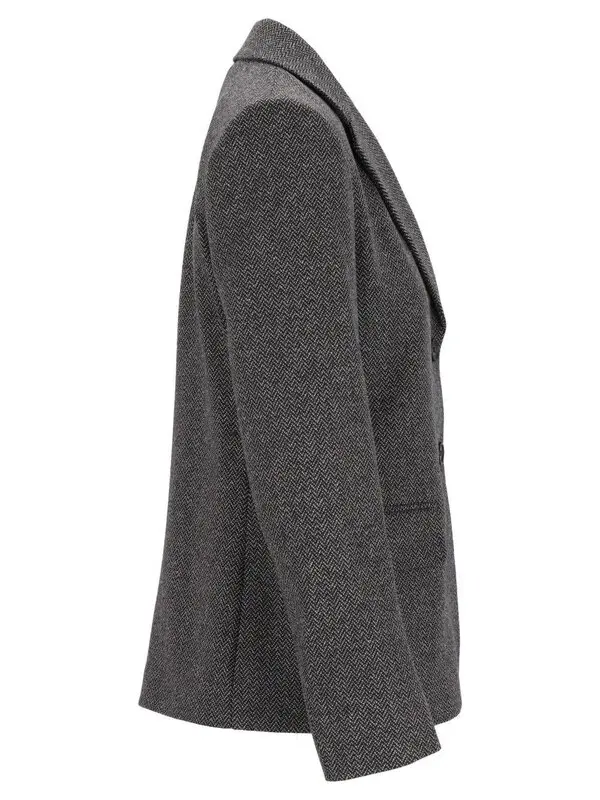 Max Mara Single-breasted Blazer In Jacquard Jersey - Gray
