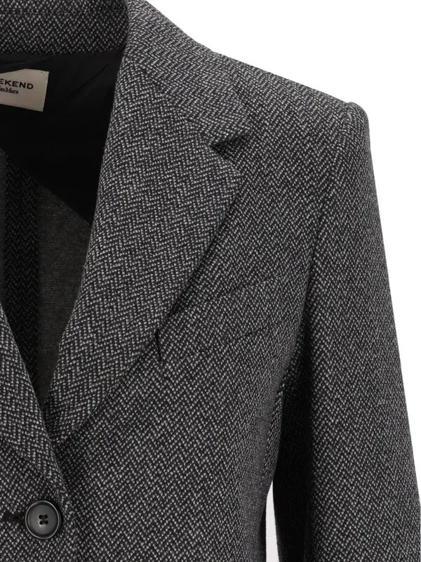 Max Mara Single-breasted Blazer In Jacquard Jersey - Gray