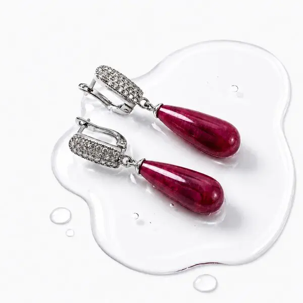 NAJIBA Cascade Earrings With Ruby And Crystal