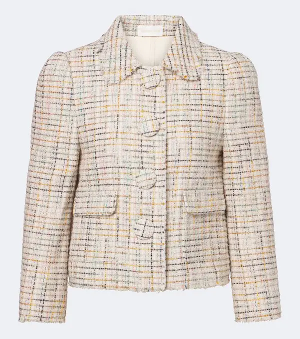 SHUSHU/TONG Checked Cotton-blend Cropped Jacket