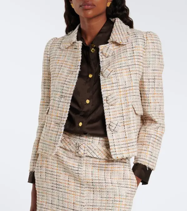 SHUSHU/TONG Checked Cotton-blend Cropped Jacket