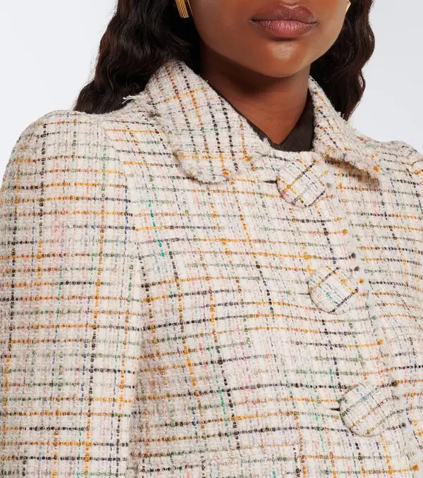 SHUSHU/TONG Checked Cotton-blend Cropped Jacket