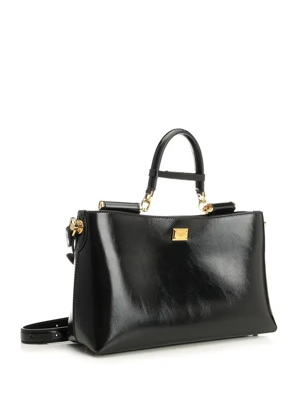 Dolce & Gabbana Vittorio Leather Top Handle Bag With Adjustable Shoulder Strap