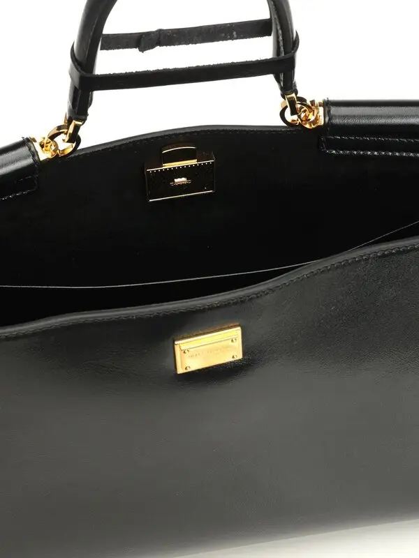 Dolce & Gabbana Vittorio Leather Top Handle Bag With Adjustable Shoulder Strap