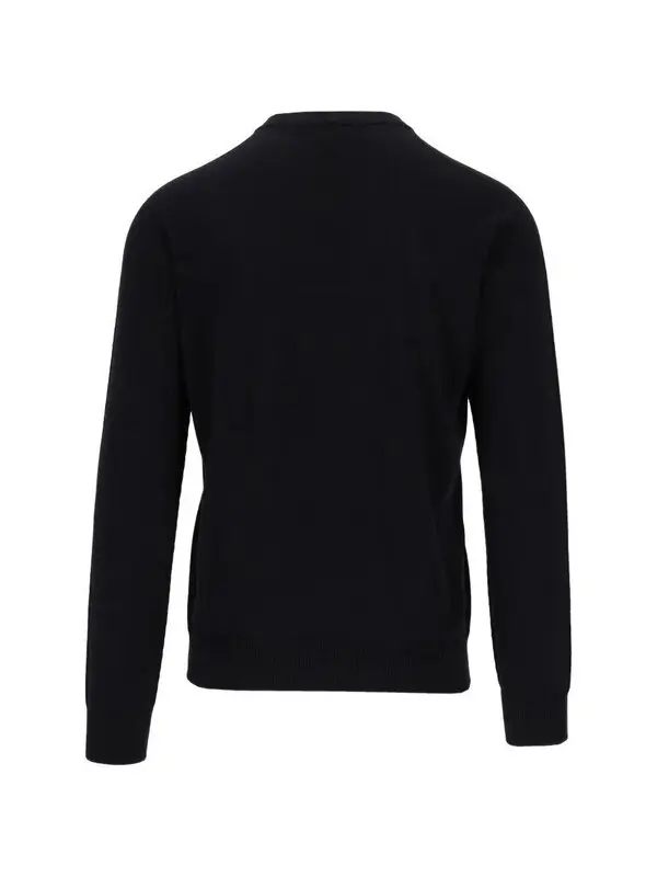 Giorgio Armani Crew Neck Wool Sweater With Embroidered Logo - Blue