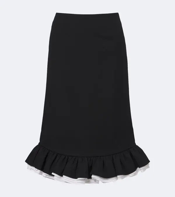SHUSHU/TONG Ruffled Wool And Silk Midi Skirt