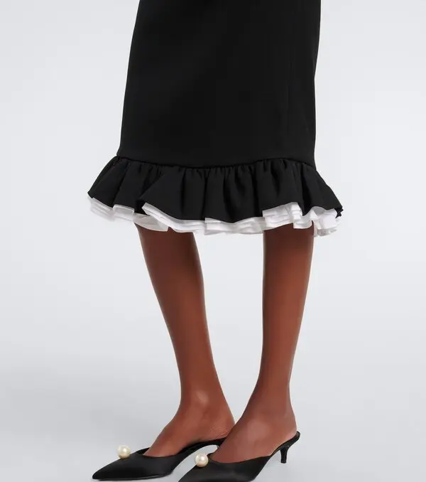 SHUSHU/TONG Ruffled Wool And Silk Midi Skirt