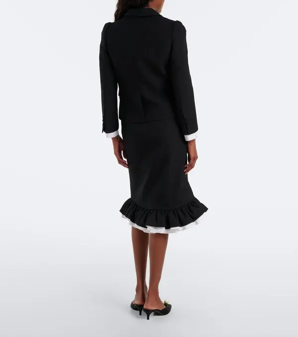 SHUSHU/TONG Ruffled Wool And Silk Midi Skirt