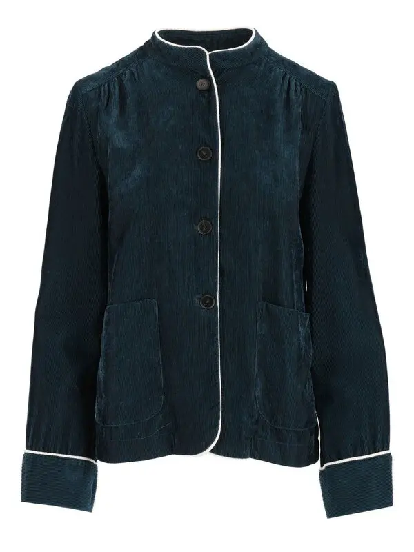 FORTE_FORTE Two-tone Striped Velvet Jacket - Green