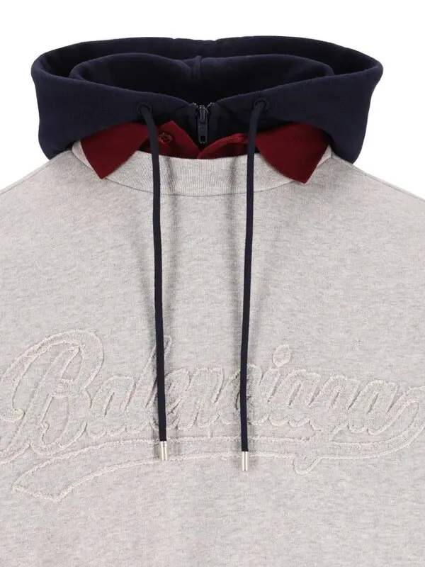 Balenciaga Layered Logo Hoodie - Gray