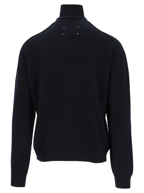 MAISON MARGIELA High Neck Virgin Wool Sweater - Blue