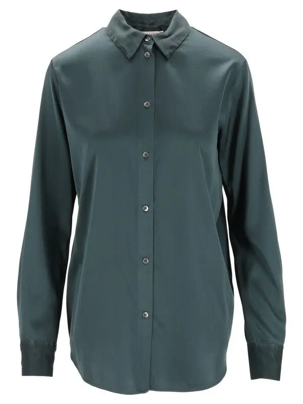 FORTE_FORTE Long-sleeve Silk Shirt - Green