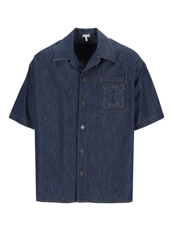 Loewe Short-sleeved Shirt In Cotton - Blue
