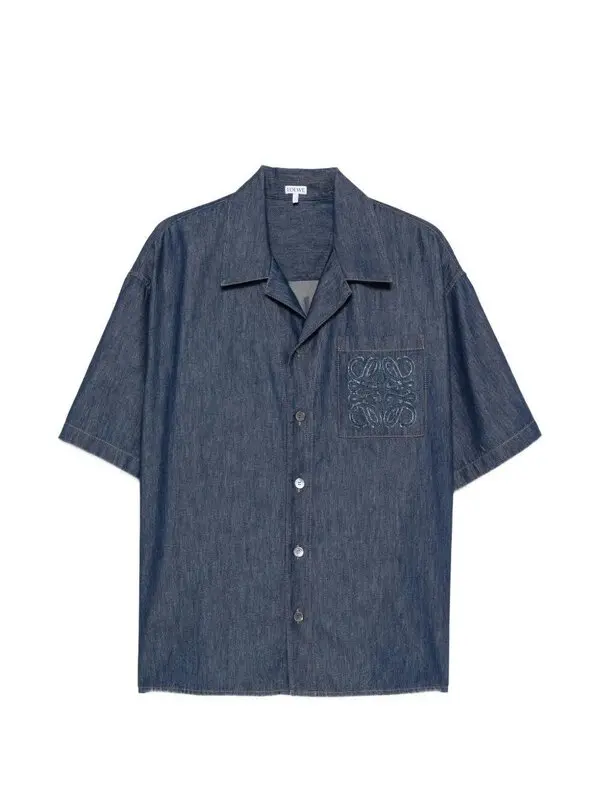 Loewe Short-sleeved Shirt In Cotton - Blue