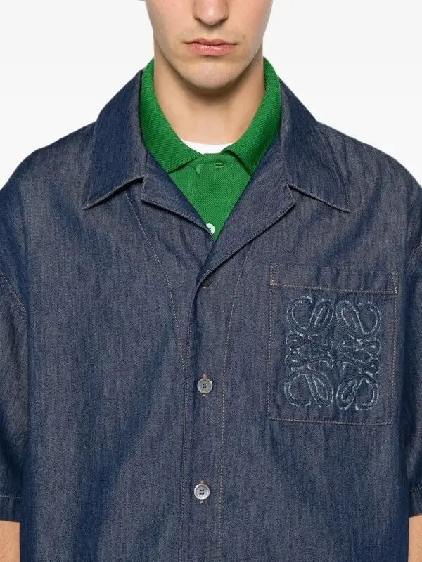 Loewe Short-sleeved Shirt In Cotton - Blue