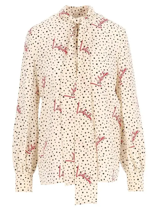 Valentino Garavani Plus Depois Bubble Crepe De Chine Shirt With Integrated Scarf - White