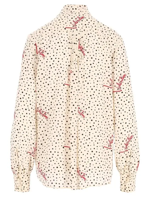 Valentino Garavani Plus Depois Bubble Crepe De Chine Shirt With Integrated Scarf - White