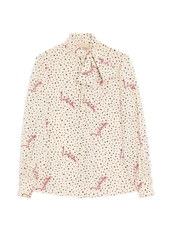 Valentino Garavani Plus Depois Bubble Crepe De Chine Shirt With Integrated Scarf - White