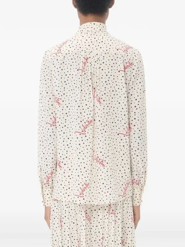 Valentino Garavani Plus Depois Bubble Crepe De Chine Shirt With Integrated Scarf - White