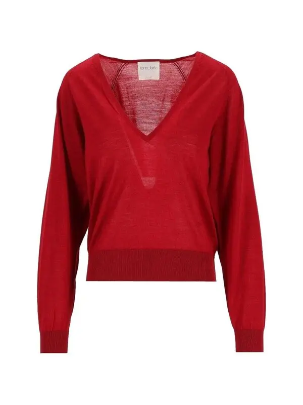 FORTE_FORTE V-neck Wool Blend Sweater