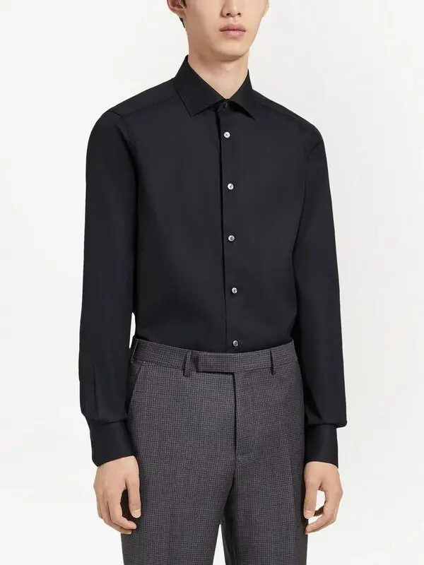 Zegna Trofeo Cotton Shirt - Black