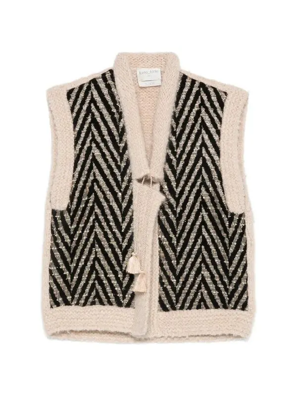FORTE_FORTE Jacquard Chevron Vest With Tassels - Multicolor