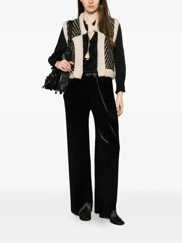 FORTE_FORTE Jacquard Chevron Vest With Tassels - Multicolor