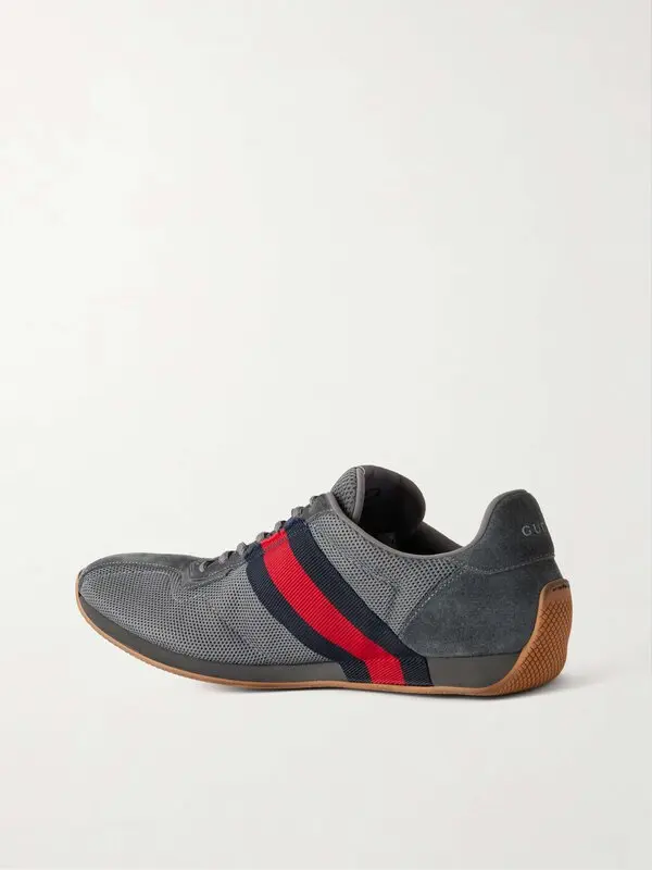 Gucci Legacy Webbing And Suede-trimmed Mesh Sneakers