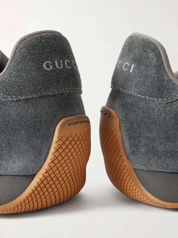 Gucci Legacy Webbing And Suede-trimmed Mesh Sneakers