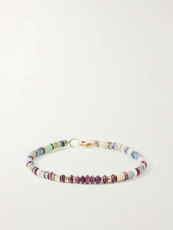 PEYOTE BIRD Cadiz 14-karat Gold, Opal And Oyster Shell Beaded Bracelet - Multi