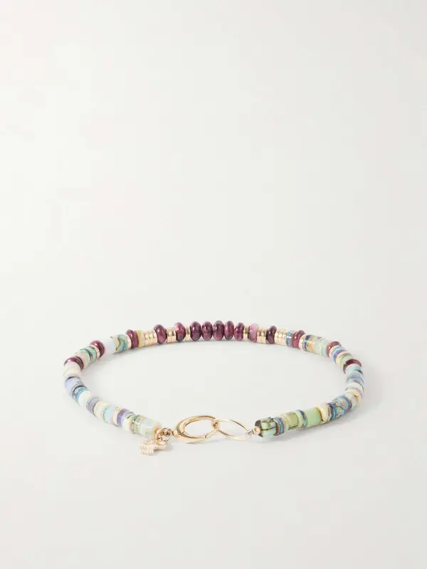 PEYOTE BIRD Cadiz 14-karat Gold, Opal And Oyster Shell Beaded Bracelet