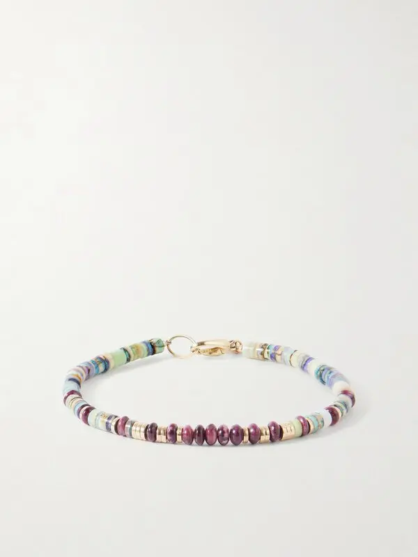 PEYOTE BIRD Cadiz 14-karat Gold, Opal And Oyster Shell Beaded Bracelet - Multi