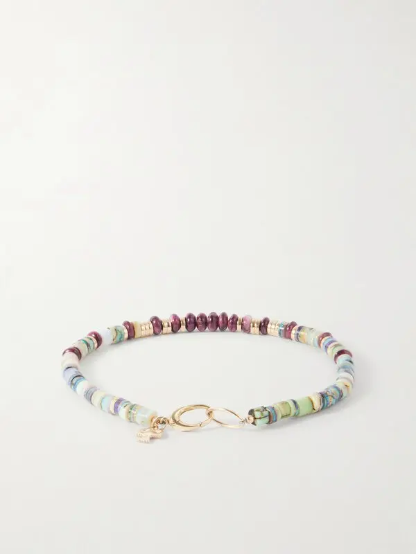 PEYOTE BIRD Cadiz 14-karat Gold, Opal And Oyster Shell Beaded Bracelet