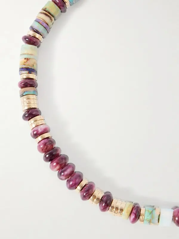 PEYOTE BIRD Cadiz 14-karat Gold, Opal And Oyster Shell Beaded Bracelet