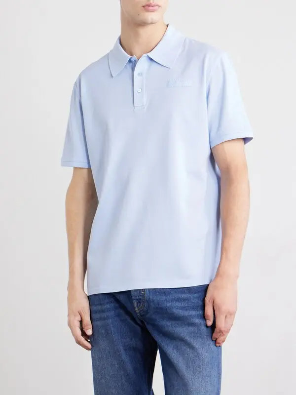 Givenchy Logo-appliqué Cotton-piqué Polo Shirt - Blue