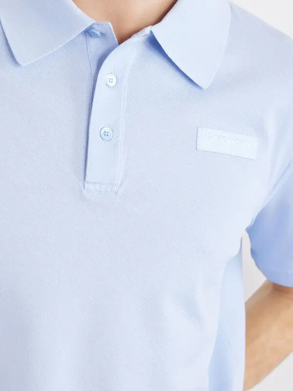 Givenchy Logo-appliqué Cotton-piqué Polo Shirt - Blue