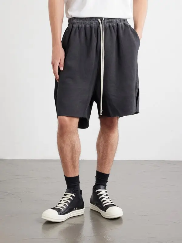 Rick Owens Straight-leg Cotton-jersey Drawstring Shorts