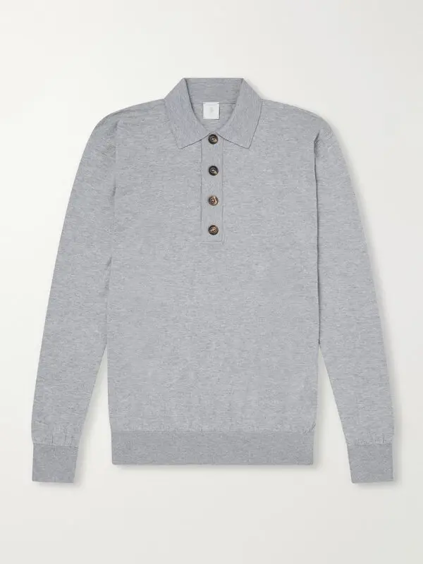 Eleventy Cotton And Cashmere-blend Polo Shirt