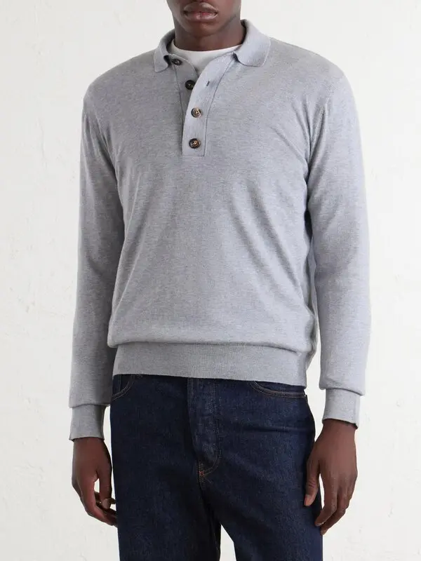 Eleventy Cotton And Cashmere-blend Polo Shirt