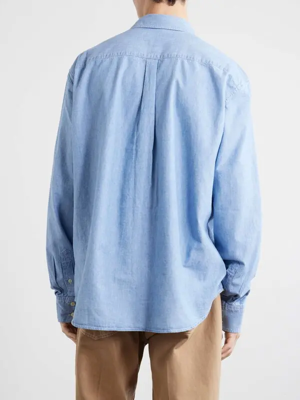 Celine Logo-embroidered Denim Shirt
