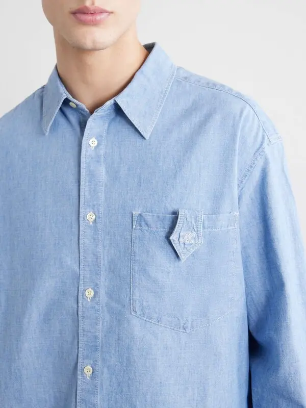 Celine Logo-embroidered Denim Shirt