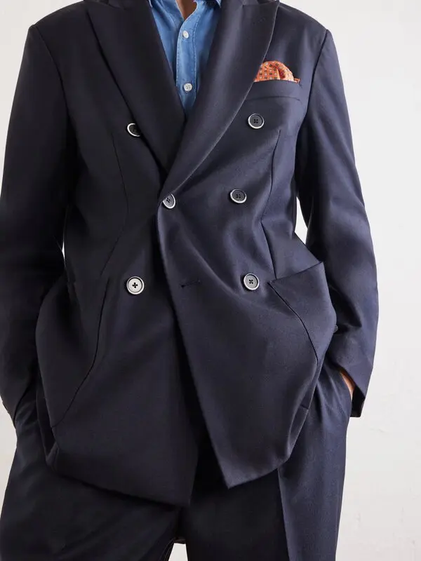 Barena Venezia Doria Double-breasted Wool-blend Blazer - Blue