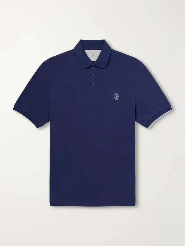 Brunello Cucinelli Logo-print Cotton-piqué Polo Shirt