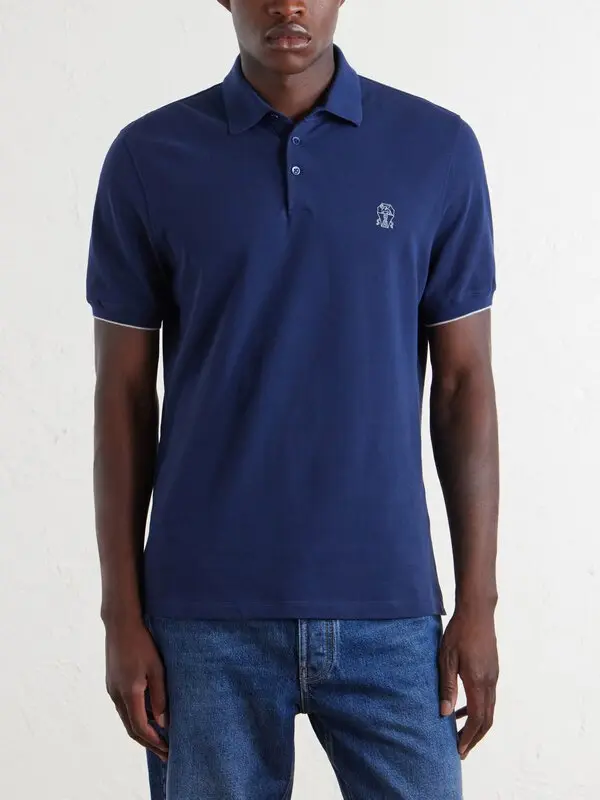 Brunello Cucinelli Logo-print Cotton-piqué Polo Shirt