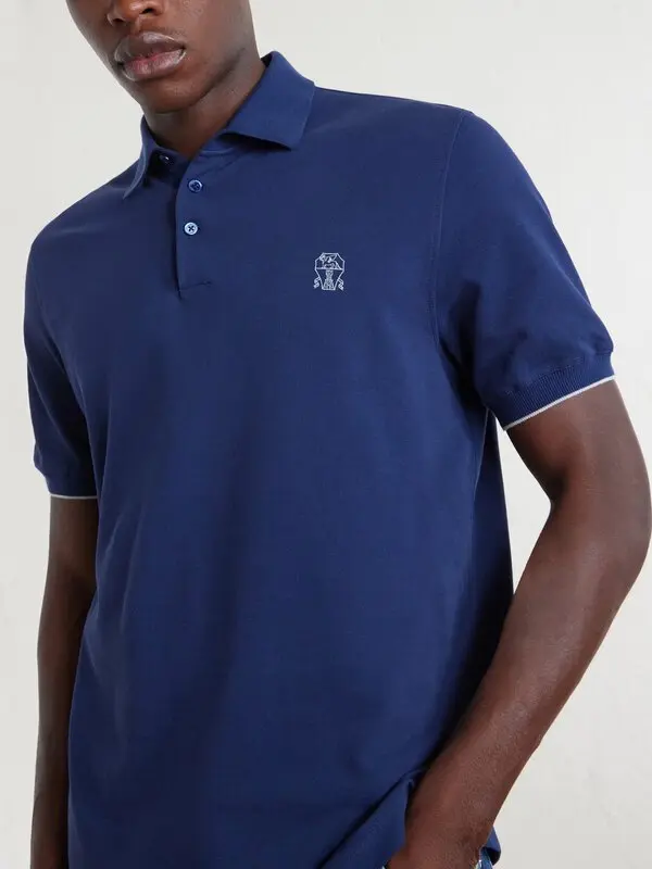 Brunello Cucinelli Logo-print Cotton-piqué Polo Shirt