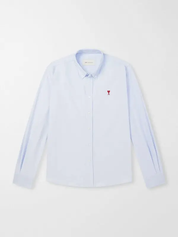 AMI Paris Logo-embroidered Cotton Oxford Shirt