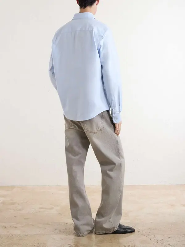 AMI Paris Logo-embroidered Cotton Oxford Shirt