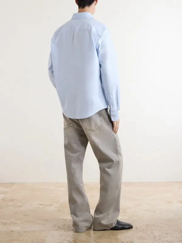 AMI Paris Logo-embroidered Cotton Oxford Shirt
