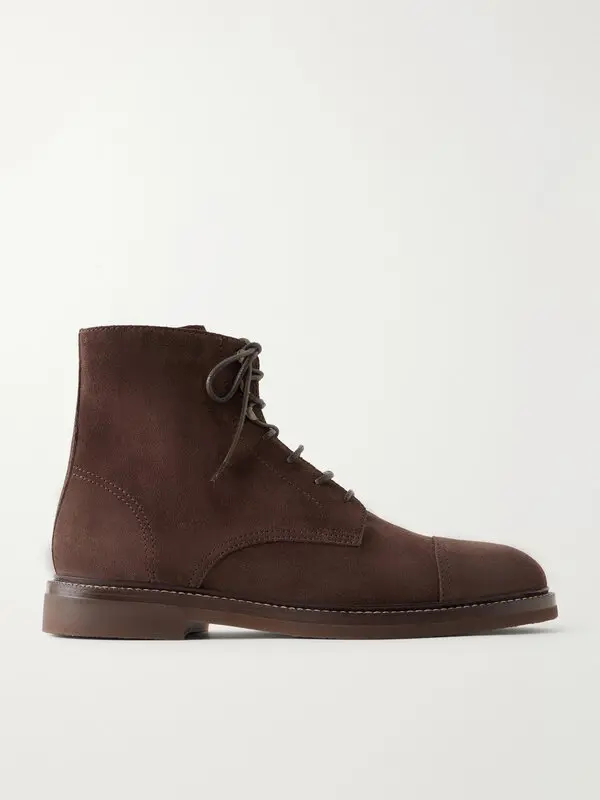 Brunello Cucinelli Suede Lace-up Boots - Brown